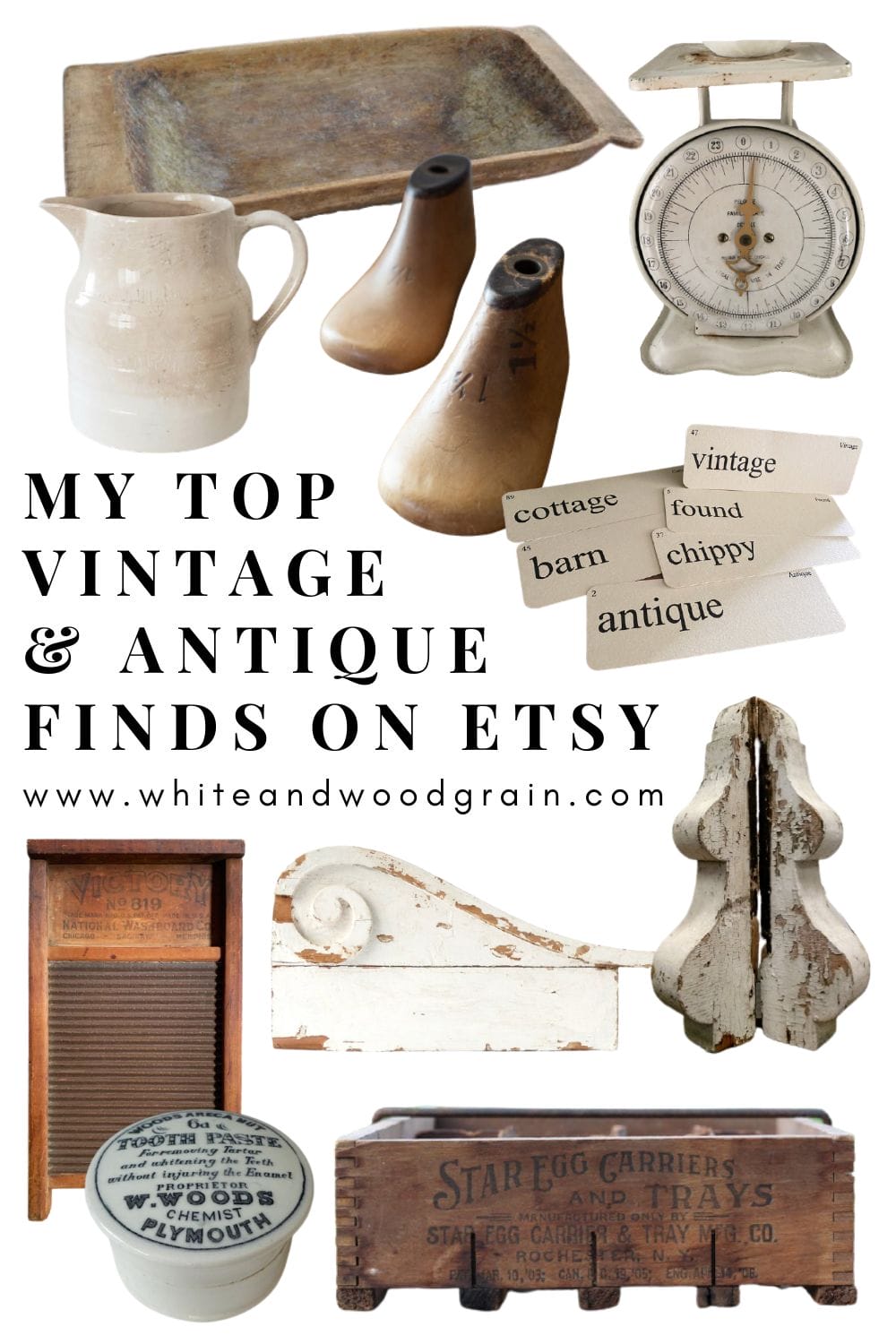 Best Antique & Vintage Etsy Finds - White and Woodgrain